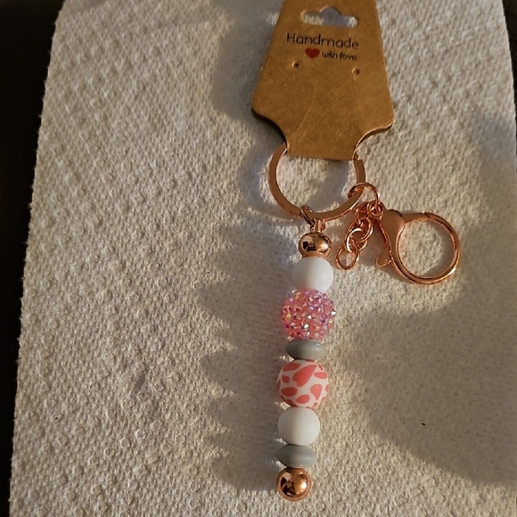 Other | Handmade Pink And White Beaded Keyfinder Purse Keychain | Poshmark